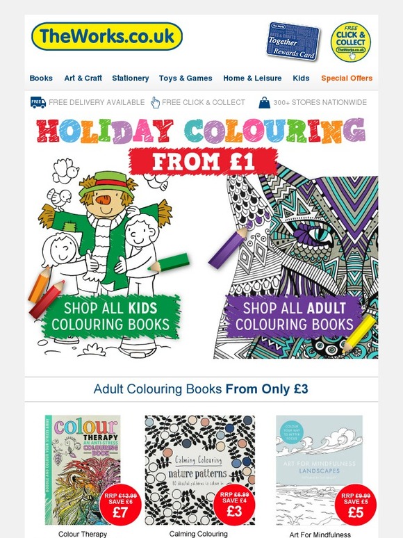 The Works: Colouring Books For All Ages - From £1! | Milled