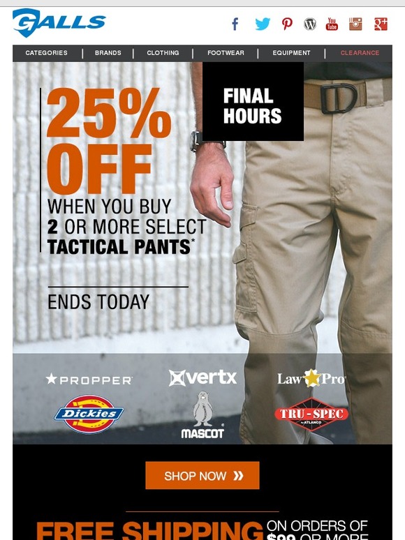 Galls: Final Hours to Save 25% on Tactical Pants | Milled