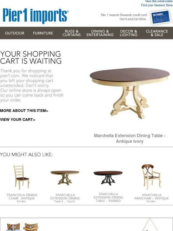 Pier 1: In your cart: Marchella Extension Dining Table - Antique Ivory ...