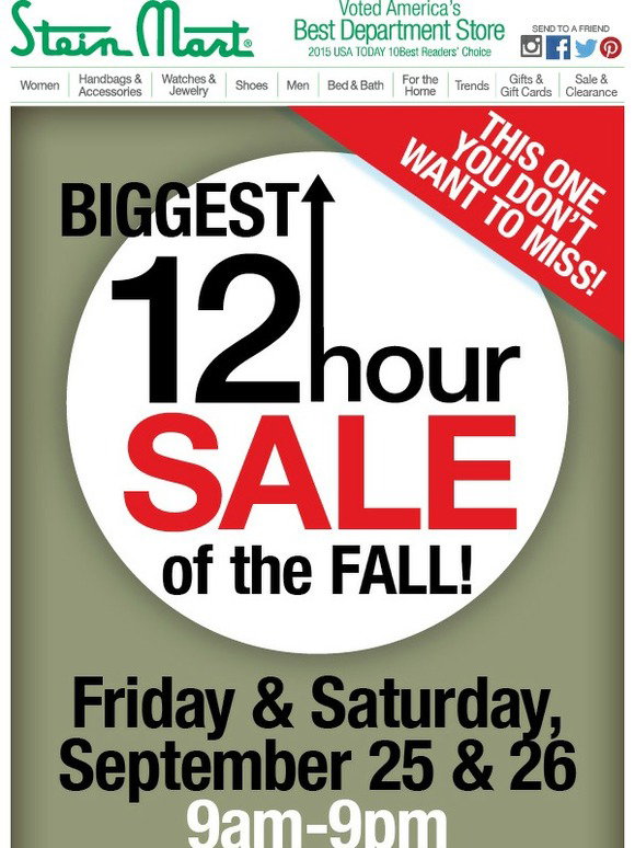 Stein Mart: Biggest 12 Hour Sale of the Fall! | Milled