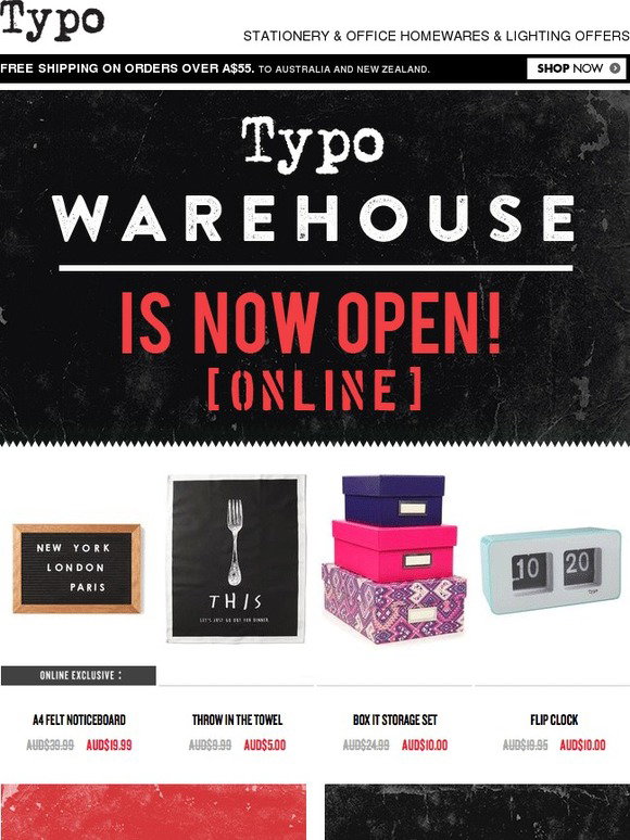 Typo: The Warehouse Outlet is now open! [Online Only] | Milled