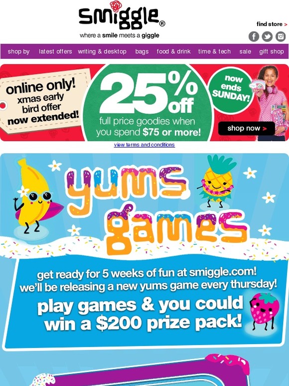 Smiggle: wanna play games and win prizes? YOU GOT IT!! | Milled