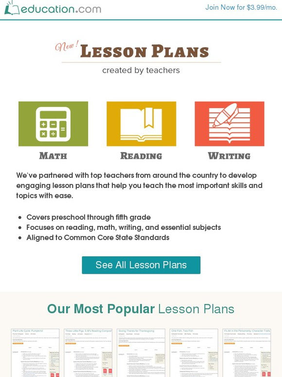 education.com: New! Lesson Plans Created by Teachers | Milled