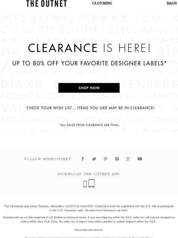 The Outnet: Drop everything – CLEARANCE is here! | Milled