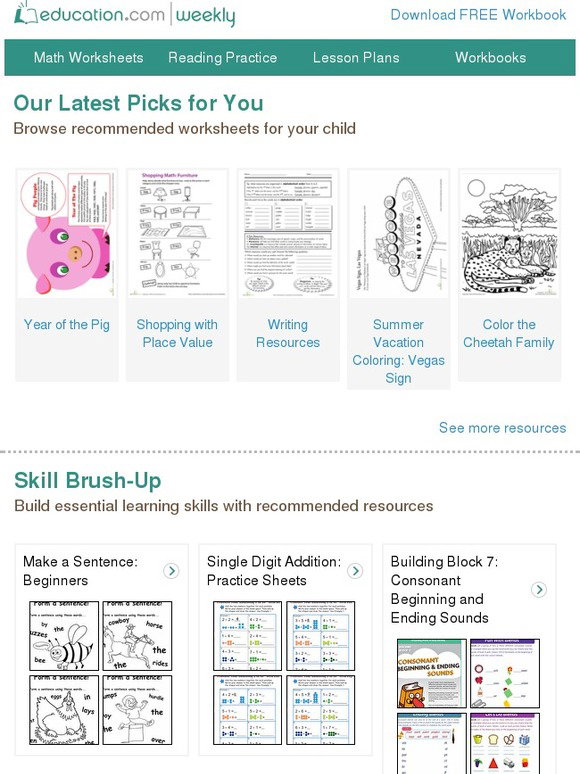 Education.com: Worksheets for You & Recommended Skill Builders | Milled