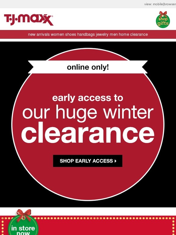 TJ Maxx : Email exclusive: shop clearance early | Milled