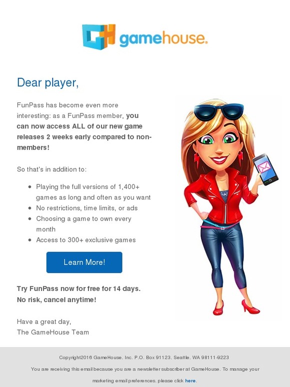 GameHouse: Improved FunPass Benefit: 2-Week Early Access to ALL New ...