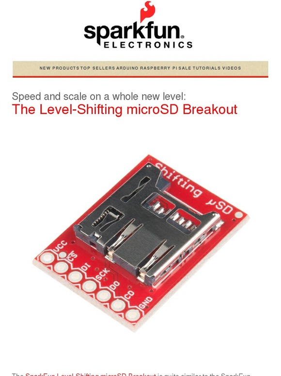SparkFun: It's time to level up – let the SparkFun Level-Shifting microSD Breakout help | Milled