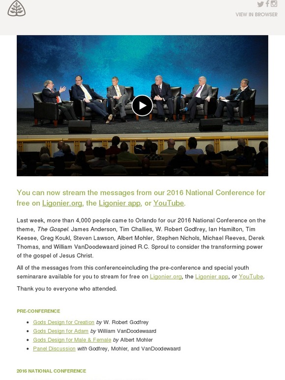 Ligonier Ministries: Stream for Free: 2016 National Conference | Milled