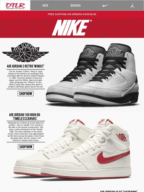 DTLR (Down Town Locker Room): Get your Air Jordan 1 KO, Jordan 2 Wing ...