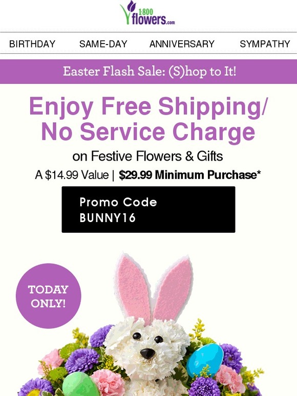 1-800-Flowers: Free Shipping/No Service Charge Easter Flash Sale… Hop ...