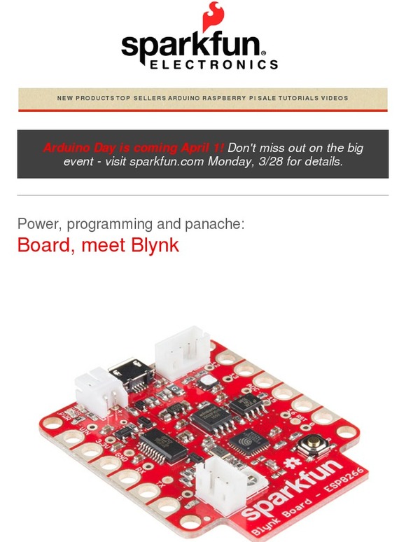 SparkFun: Hardware made easy with the new SparkFun ESP8266 Blynk Board | Milled