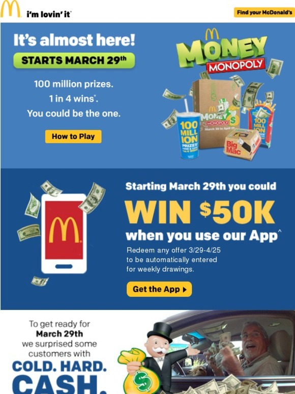 McDonald's: 100 million prizes are coming! It's Money Monopoly | Milled
