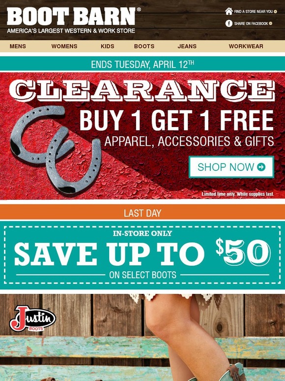 Boot Barn: Clearance - Buy 1, Get 1 Free! | Milled