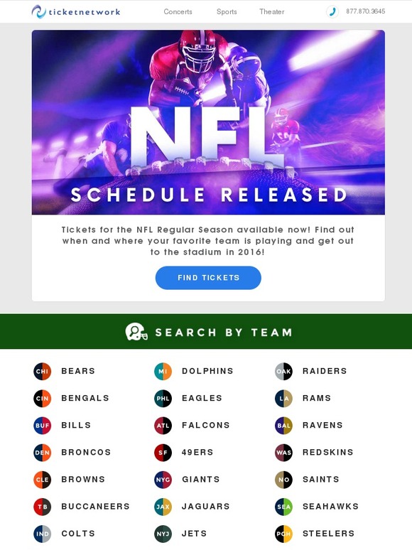 Ticket Network: NFL Schedule Released! Tickets Available Now at ...