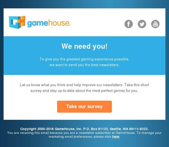 GameHouse: Help us improve | Milled