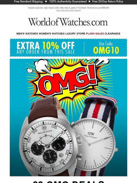 World of Watches: Hurry - Last Chance for 60 OMG Deals With An Extra 10 ...