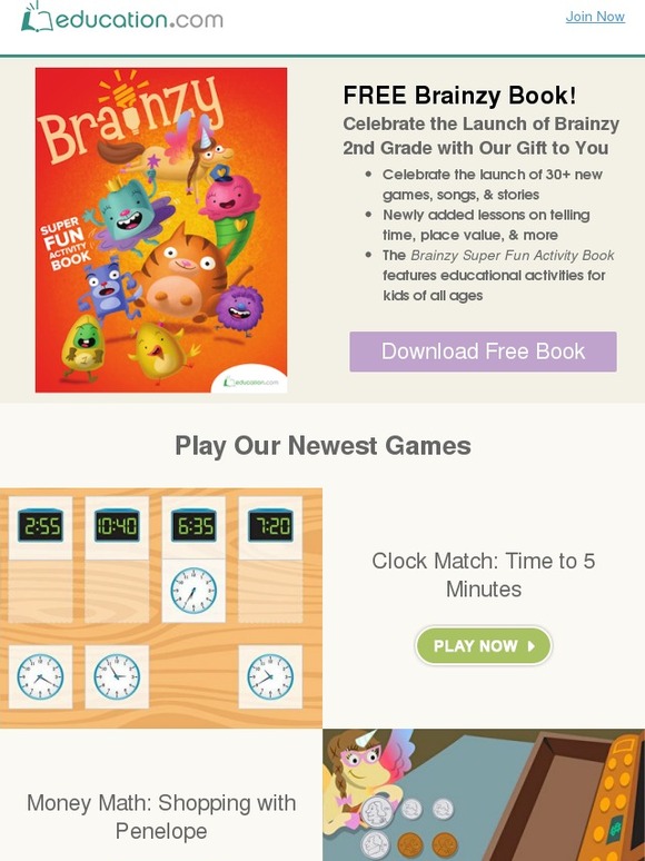 education.com: FREE Gift: Brainzy's Super Fun Activity Book | Milled