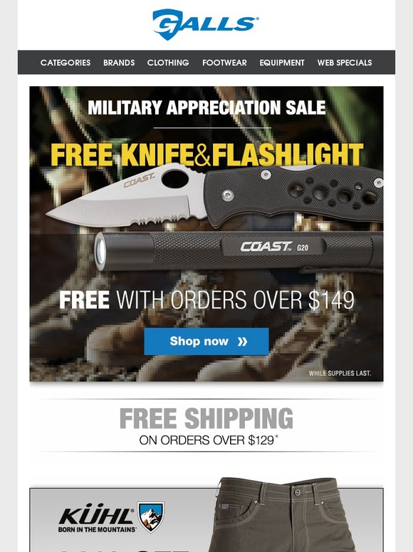 Galls: Military Appreciation Sale | Milled