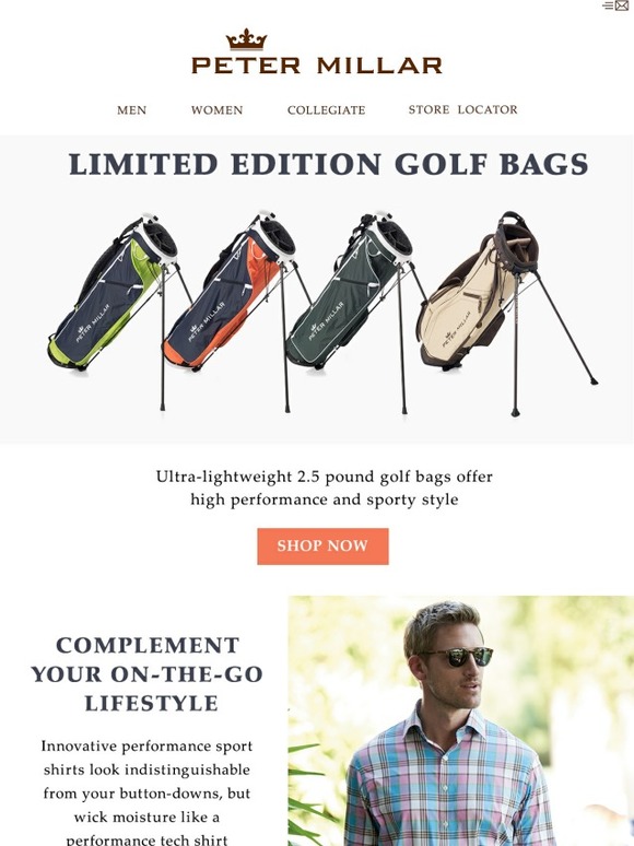 Peter Millar: Early Arrival: Ultralight Golf Bag | Milled