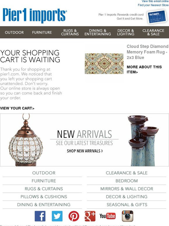 Pier 1: In your cart: Cloud Step® Diamond Memory Foam Rug - 2x3 Blue ...