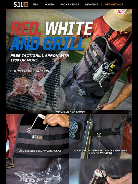 5.11 Tactical: Free Tactical Apron with $200 Purchase - Red White and ...