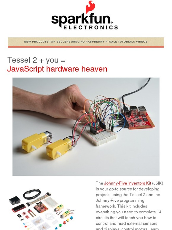 SparkFun: Heeeere's Johnny: the new Johnny-Five Inventor's Kit from ...