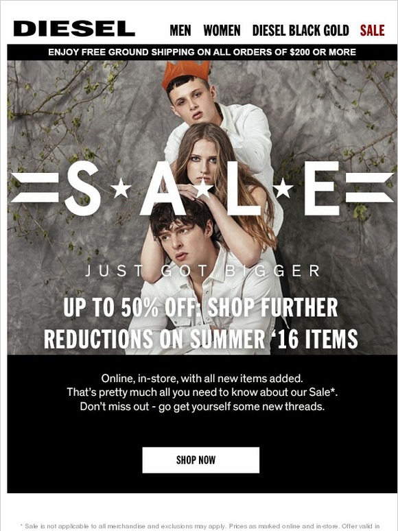 Diesel: Reminder Time: Our Sale Got Even Bigger | Milled