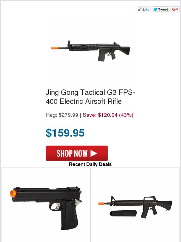 HobbyTron: $159.95 - Jing Gong Tactical G3 Electric Airsoft Rifle! | Milled