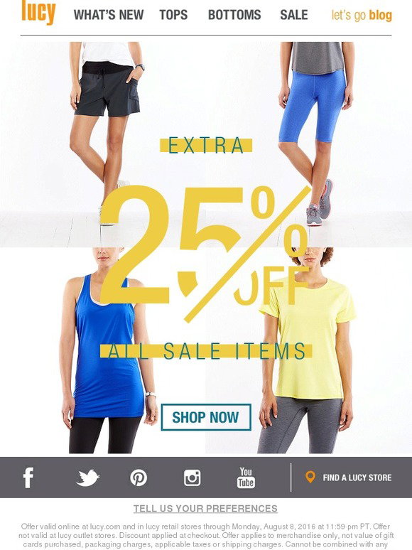Lucy Activewear: Extra 25% off sale is on! | Milled