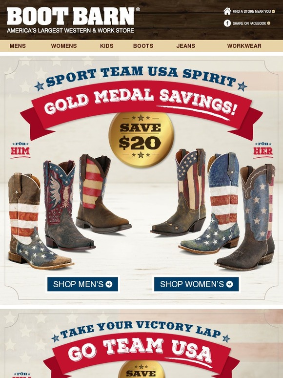 BootBarn.com: Show Your Support For Team USA – Save $20 | Milled
