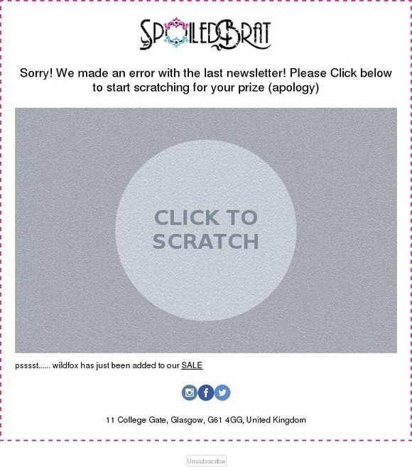 Spoiled Brat: Whoops! Our Bad! Error with Discount - Corrected Now Inside! | Milled