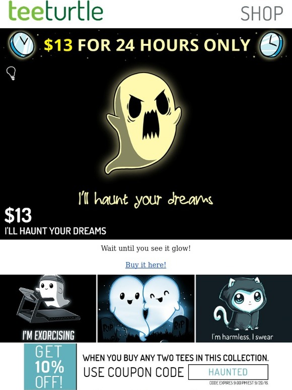 TeeTurtle: BOO! We have a new $13 GLOW IN THE DARK tee! | Milled