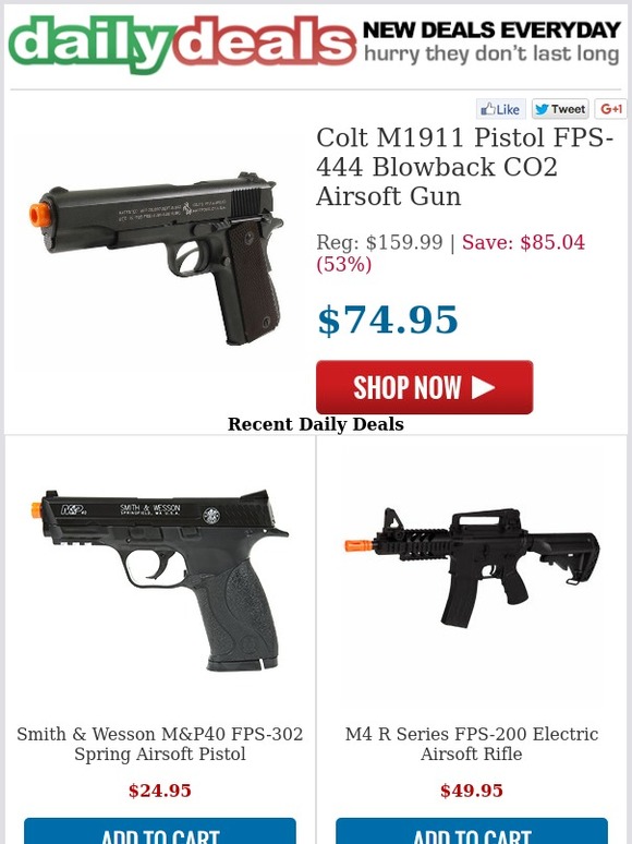 HobbyTron: $74.95 - Colt M1911 Blowback Airsoft Pistol! | Milled