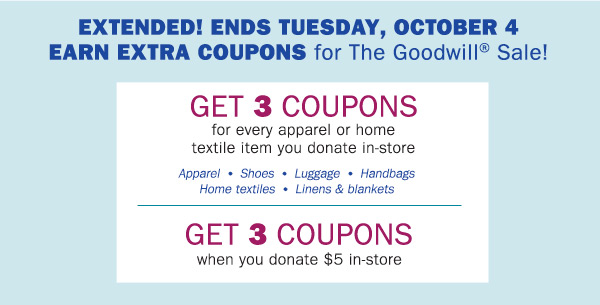 Carson's: FINAL DAYS: Goodwill Sale 30% off Coupons + $50 Coupon Inside ...
