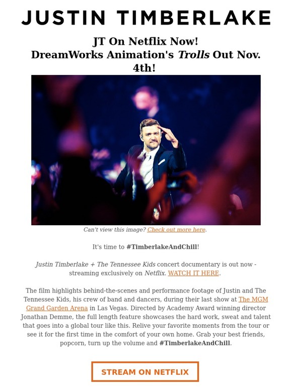 Justin Timberlake: JT On Netflix Now! DreamWorks Animation's "Trolls ...