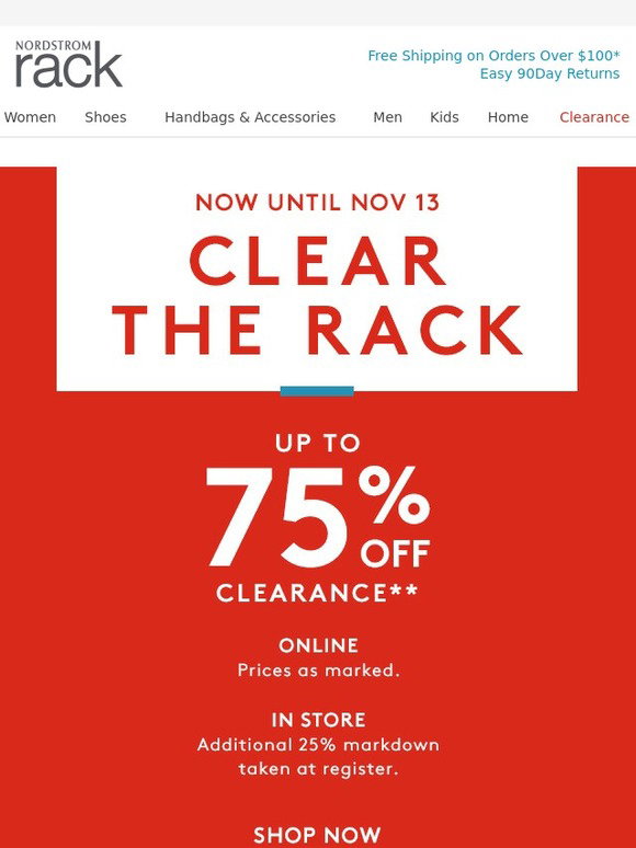 Nordstrom Rack: CLEAR THE RACK is back! Up to 75% OFF starts now! | Milled