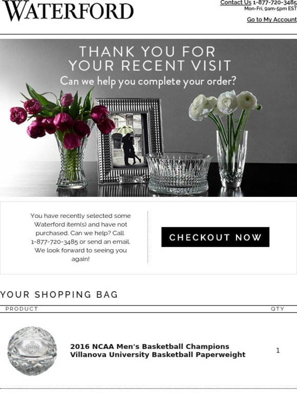 Waterford: You didn't complete your Waterford purchase... | Milled