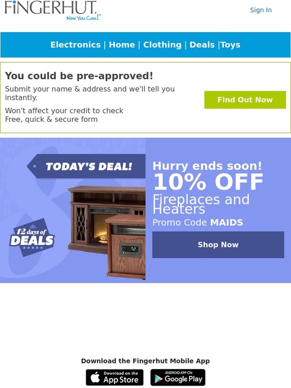 Fingerhut: Fingerhut: TODAY’S DEAL ENDS SOON – 10% OFF All Fireplaces ...