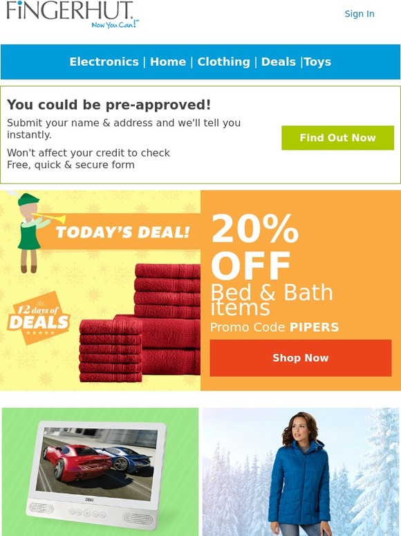 Fingerhut: Fingerhut: Save 20% on Bed & Bath items! | Milled