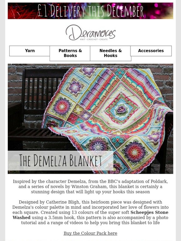 Deramores: Discover The Demelza Blanket + £1 Delivery Continues | Milled