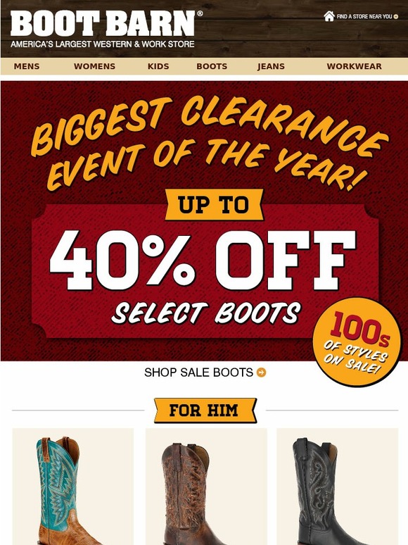 Boot Barn: Biggest Clearance Event Of The Year | Milled