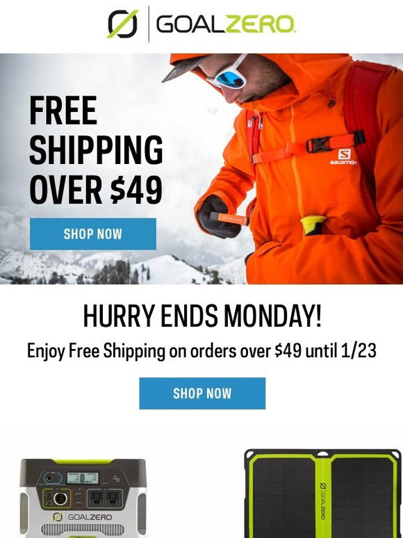 Goal Zero: Free shipping sitewide on orders over $49 | Milled