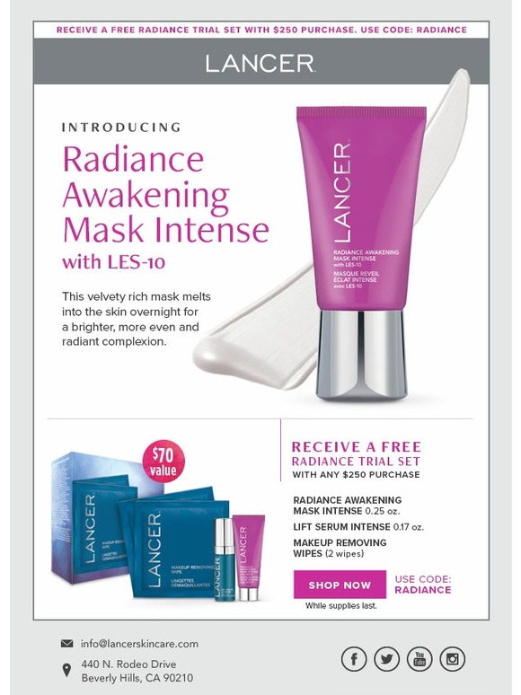 Lancer Skincare: NEW Radiance Awakening Mask Intense with LES-10 ...
