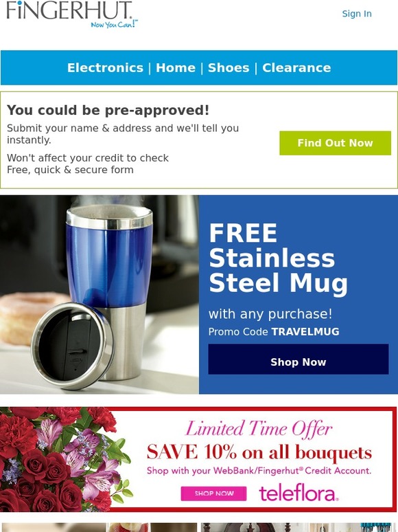 Fingerhut: Fingerhut: FREE Stainless Steel Mug with purchase – get ...