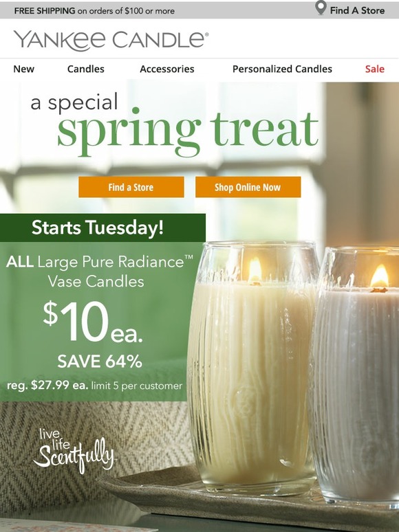 Yankee Candle: 2 Days Only—$10 Large Pure Radiance™ Candles—starts ...
