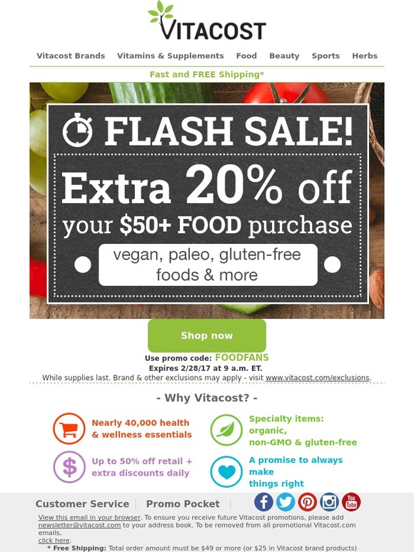Vitacost.com: FLASH SALE: 20% OFF Food | Milled