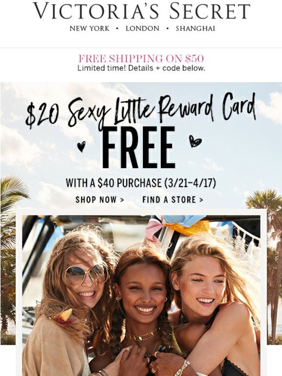 Victoria's Secret: FREE $20 Sexy Little Reward Card | Milled