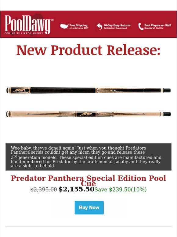 PoolDawg: Limited Edition Predator Panthera Cues! | Milled