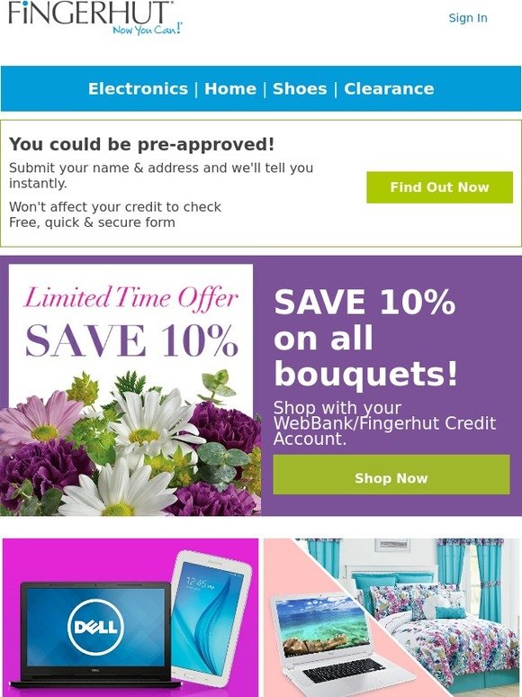 Fingerhut: Fingerhut: 10% OFF flowers from Teleflora! | Milled